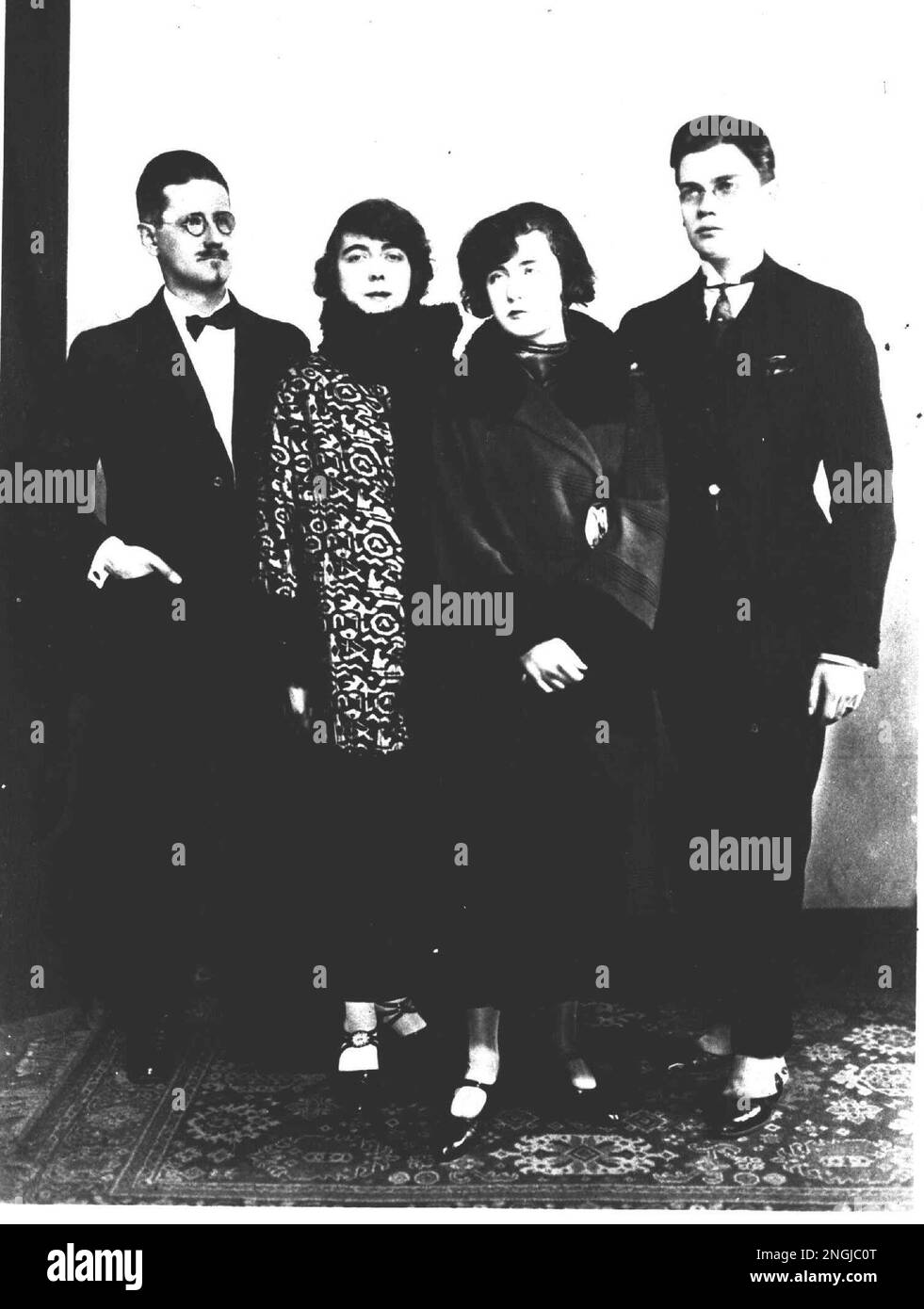 Author James Joyce is shown with his wife, daughter, and son in Paris ...
