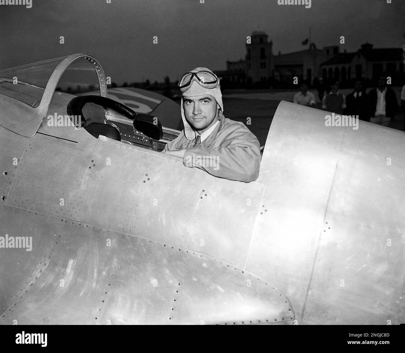 Howard Hughes Industrialist Film Producer And Pilot Poses In The Cockpit Of His New Racing