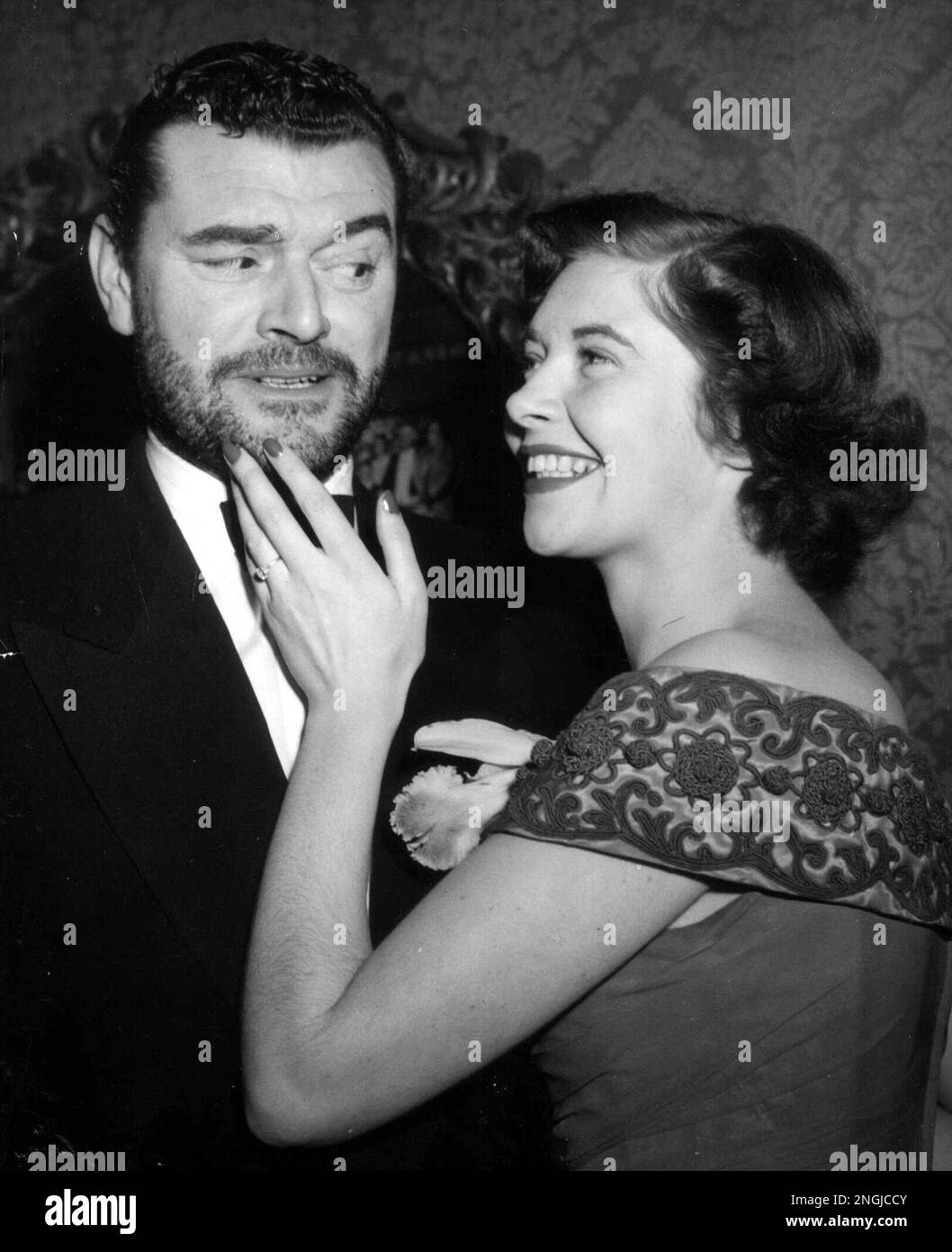 Miss Bernadette O'Farrell strokes the beard of British star Jack ...
