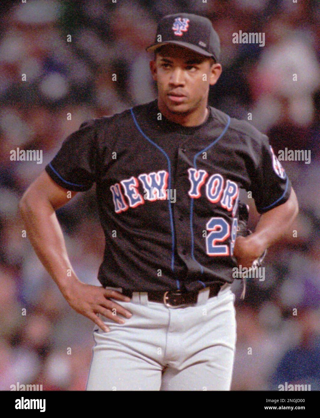 New York Mets starting pitcher Octavio Dotel looks off after giving up ...