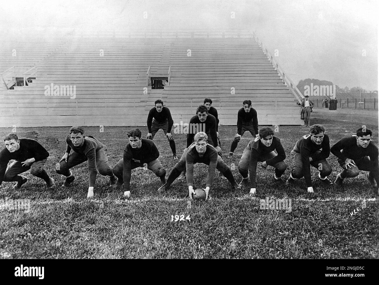 The Notre Dame 1924 football offense lines up, featuring the "Four ...