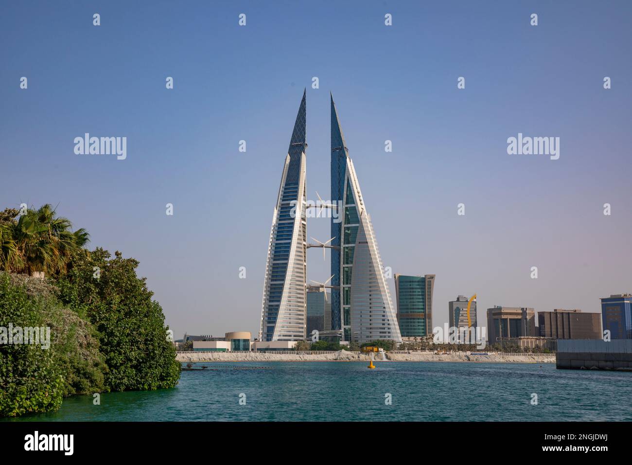 Skyline of Manama from the Persian Gulf. The Kingdom of Bahrain Stock ...