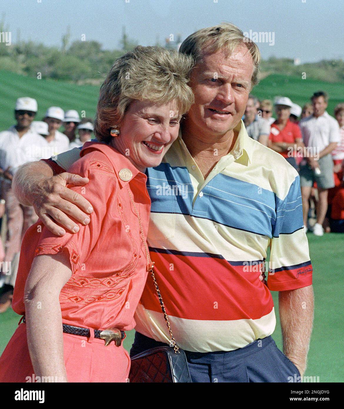 Jack Nicklaus receives a hug from his wife Barbara after he won his ...