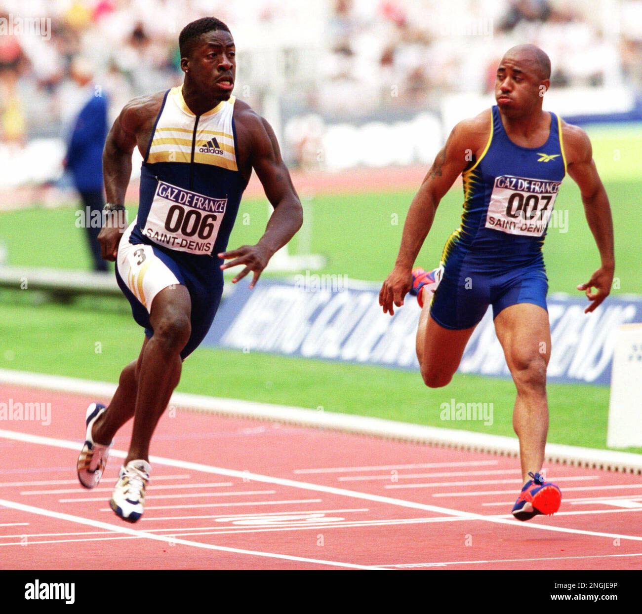 British athlete Dwain Chambers, left, wins the 100m sprint in 10.12 ...