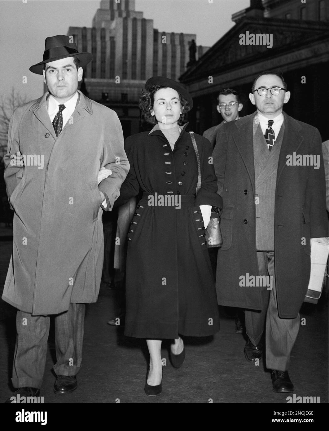 Soviet spy Judith Coplon, center, leaves New York's Federal Court on ...