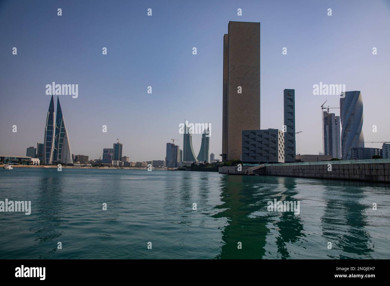 Skyline of Manama from the Persian Gulf. The Kingdom of Bahrain Stock ...