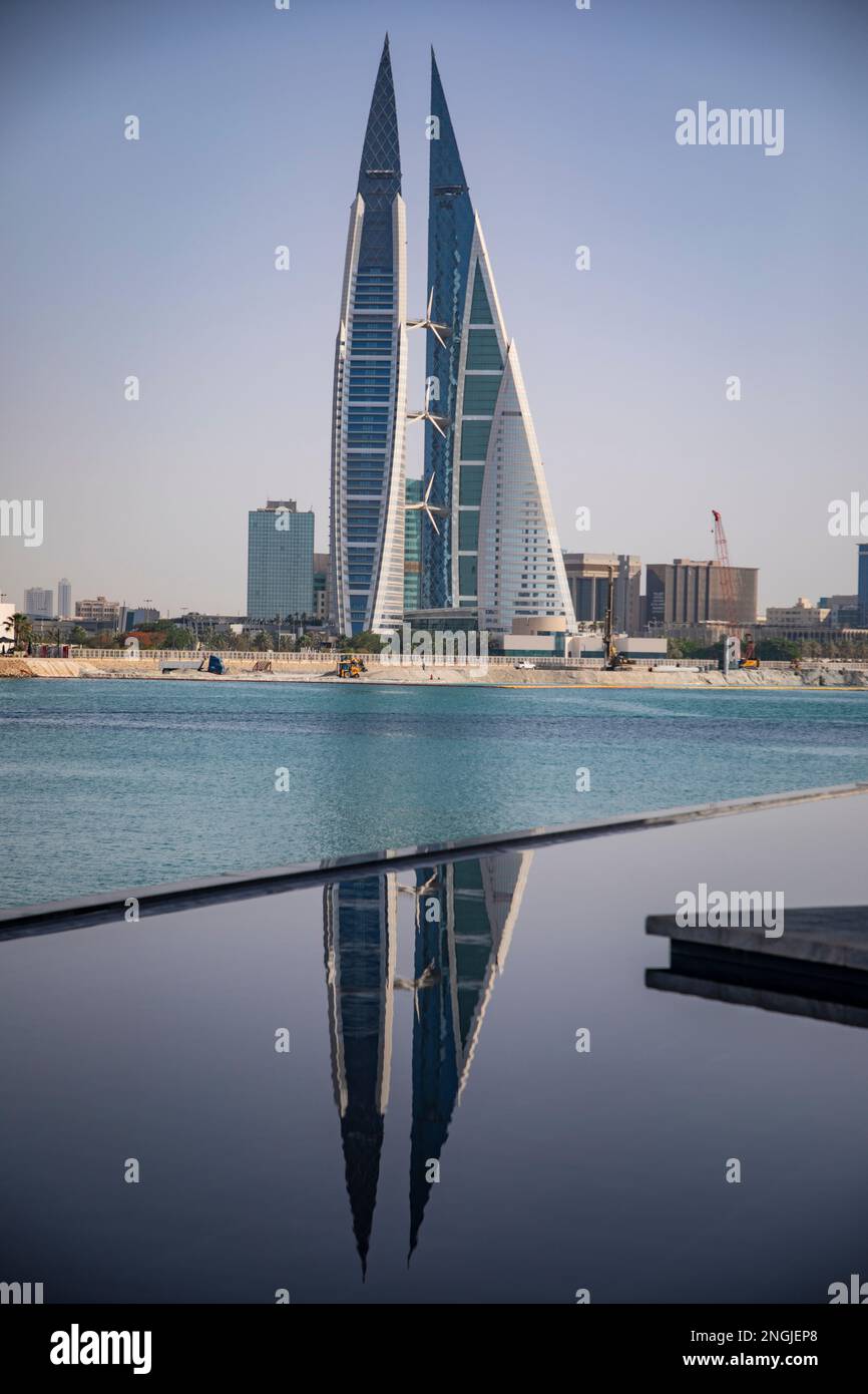 Skyline of Manama from the Persian Gulf. The Kingdom of Bahrain Stock ...