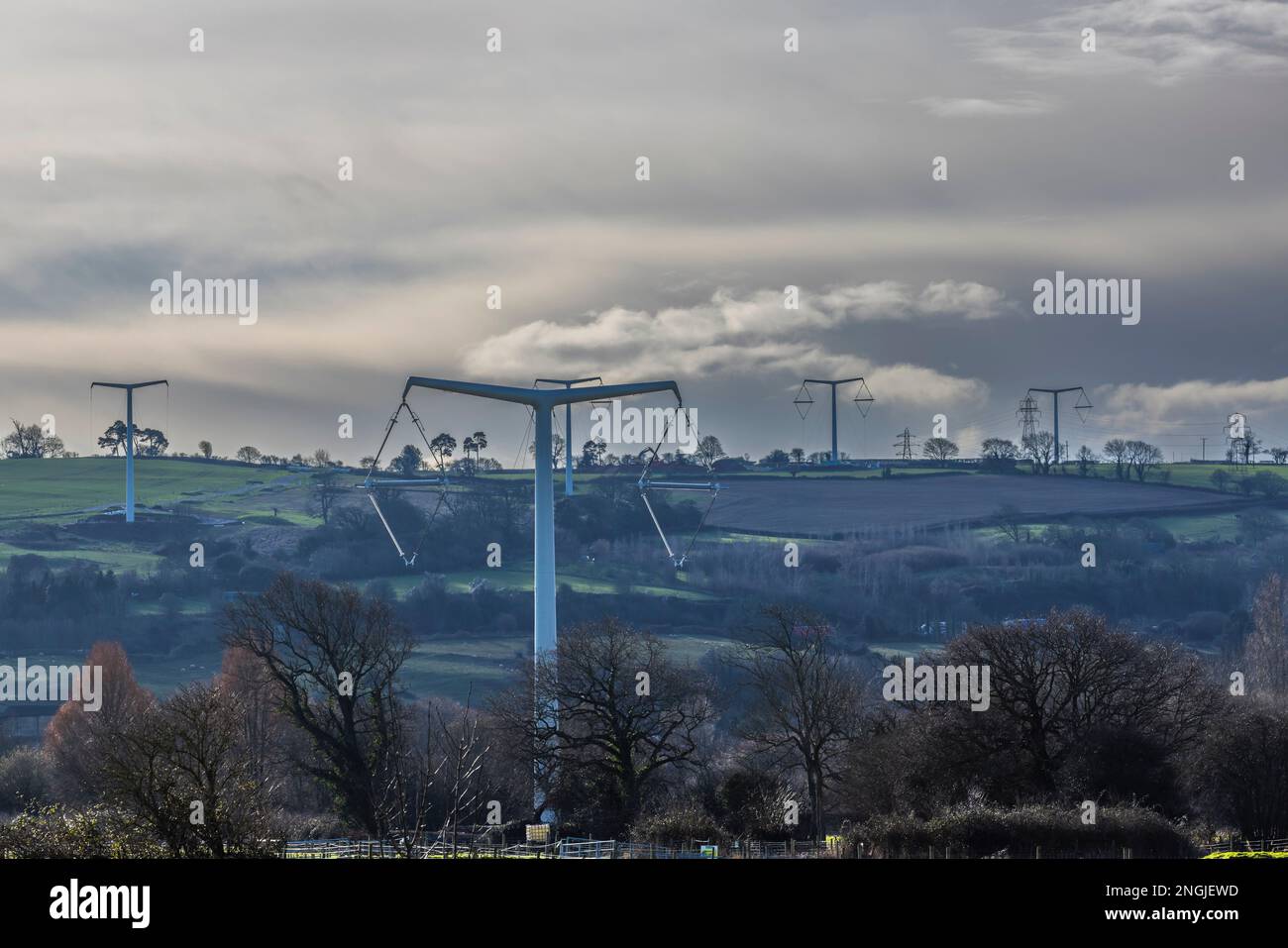 The new T pylon design under construction Stock Photo - Alamy