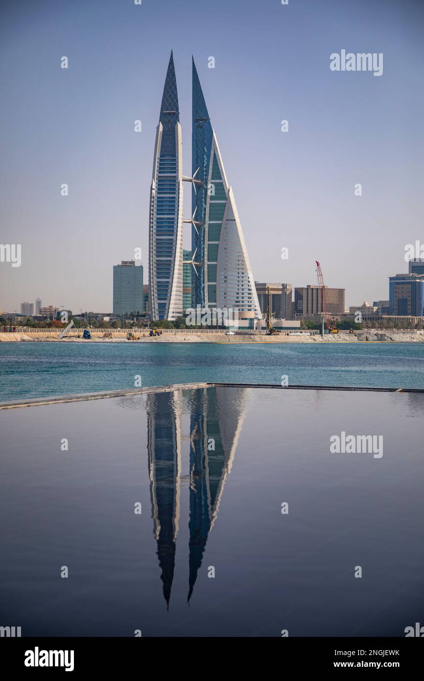 Skyline of Manama from the Persian Gulf. The Kingdom of Bahrain Stock ...