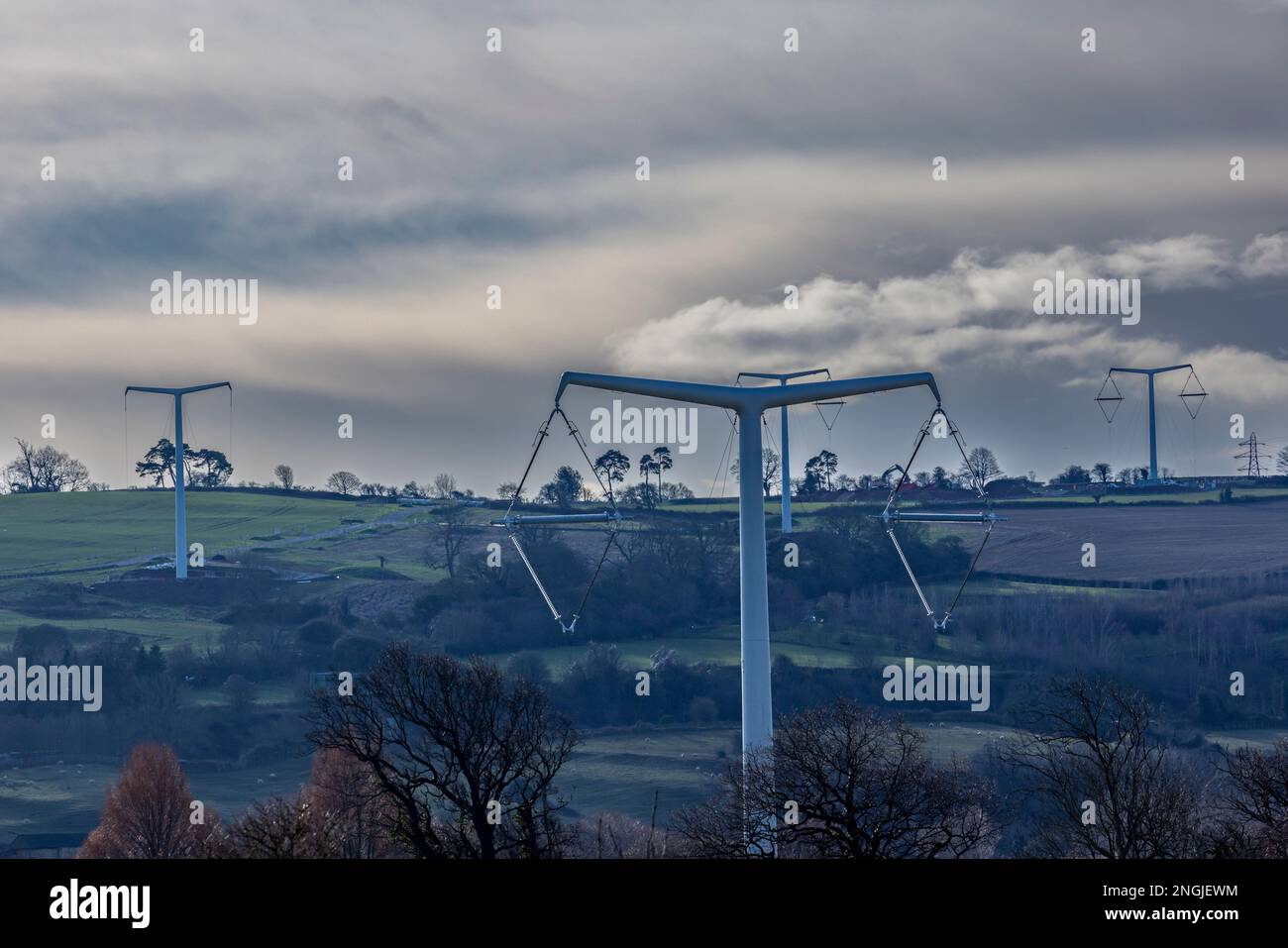 The new T pylon design under construction Stock Photo - Alamy