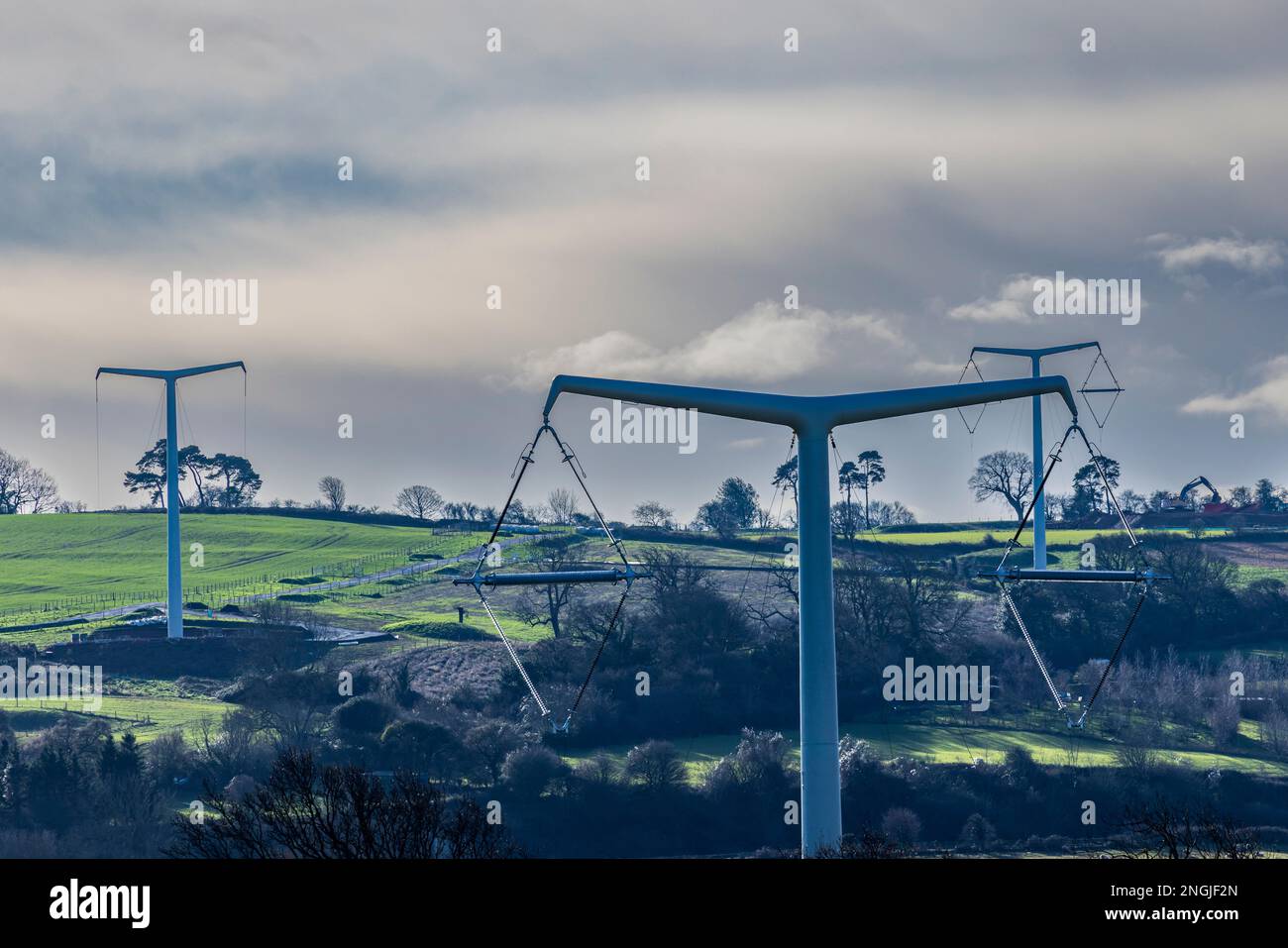 The new t pylon design under construction Stock Photo - Alamy