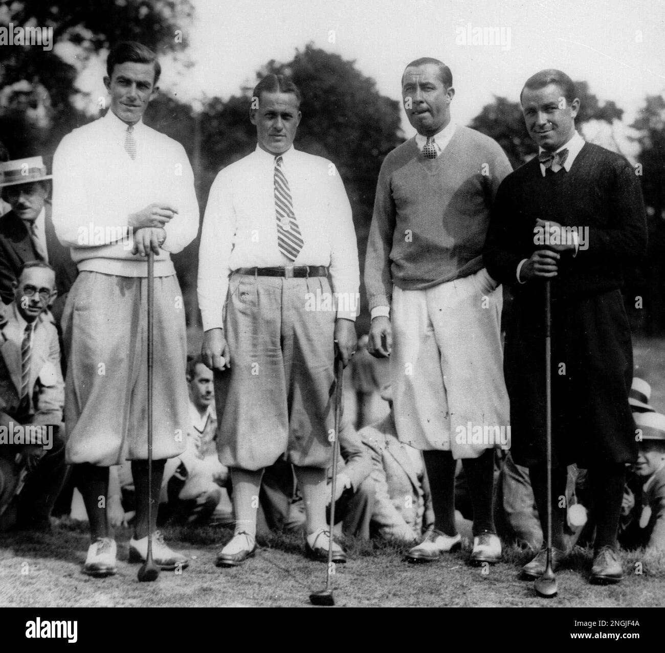 Golfers, from left; Johnny Farrell, Bobby Jones, Walter Hagen and Gene ...