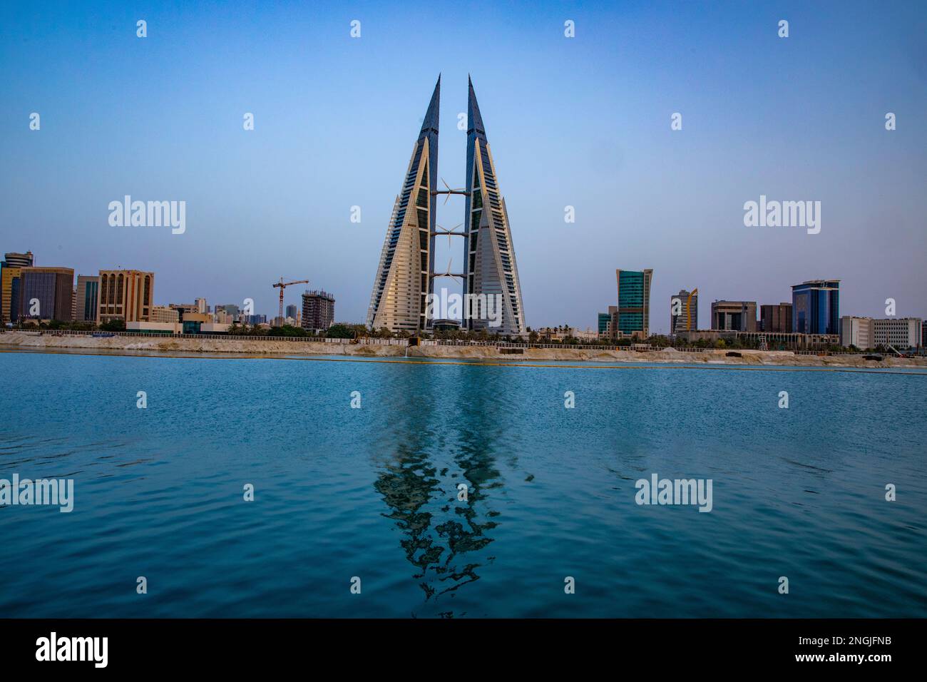 Skyline of Manama from the Persian Gulf. The Kingdom of Bahrain Stock ...