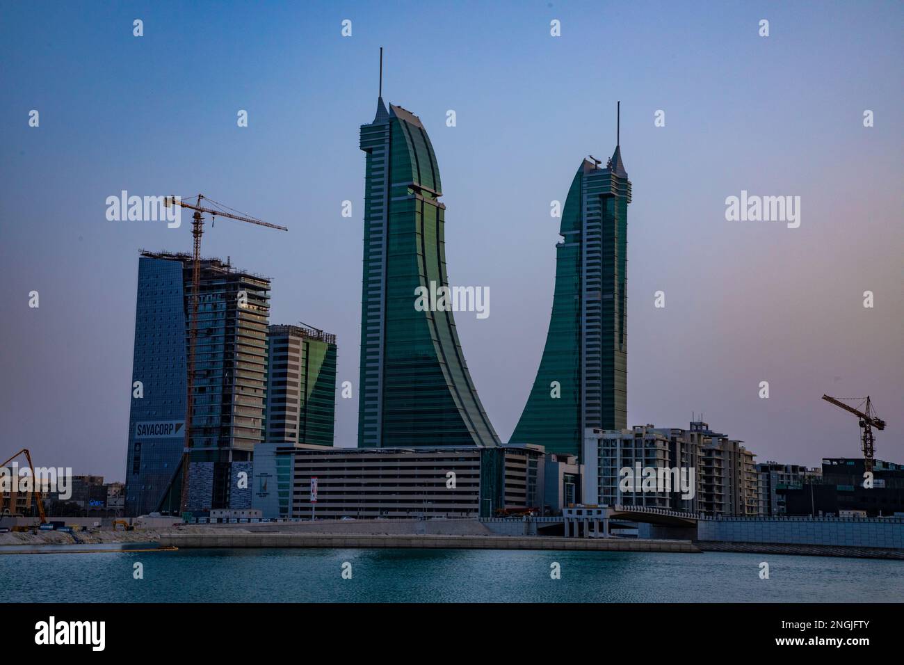 Skyline of Manama from the Persian Gulf. The Kingdom of Bahrain Stock ...