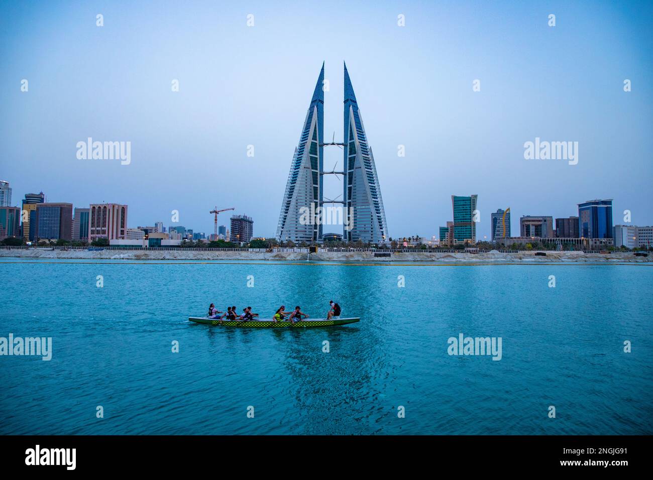 Skyline of Manama from the Persian Gulf. The Kingdom of Bahrain Stock ...