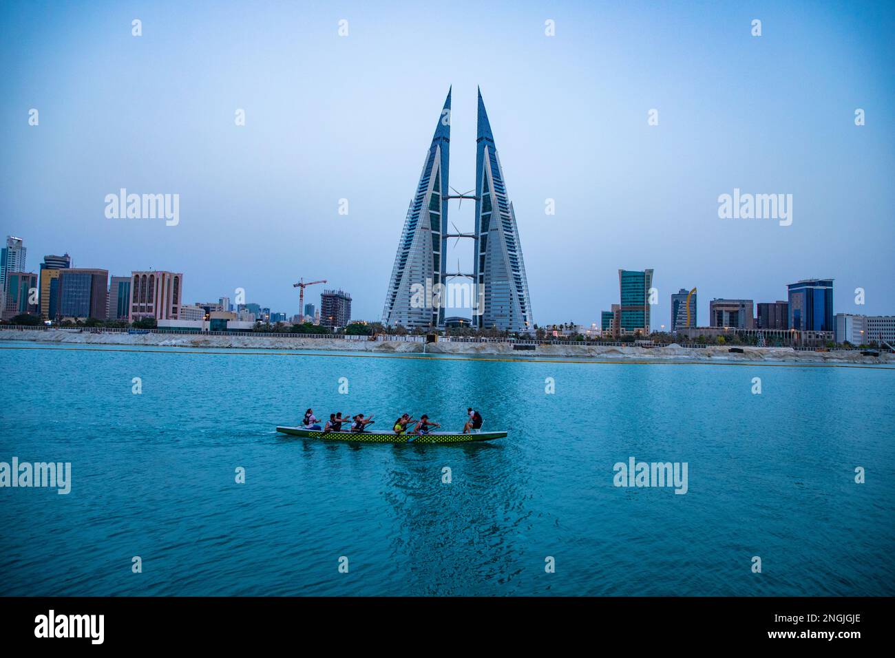Skyline of Manama from the Persian Gulf. The Kingdom of Bahrain Stock ...