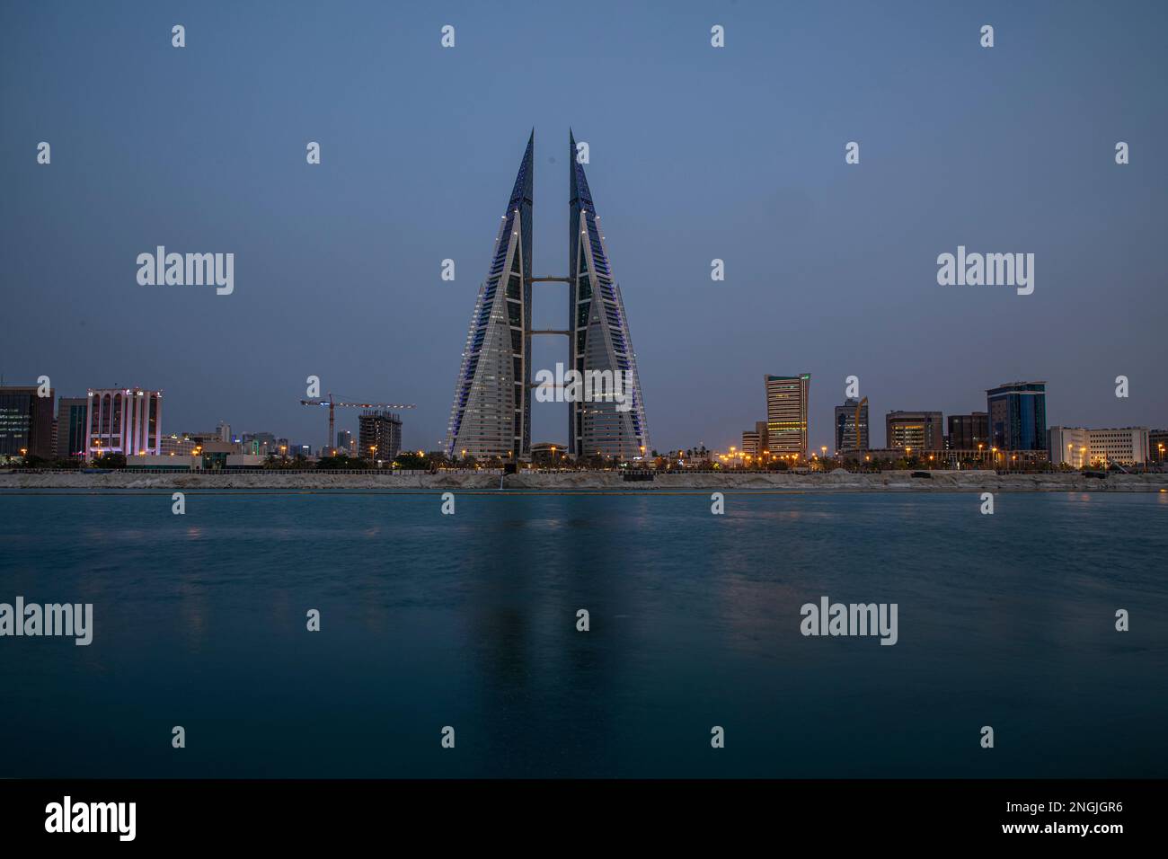 Skyline of Manama from the Persian Gulf. The Kingdom of Bahrain Stock ...