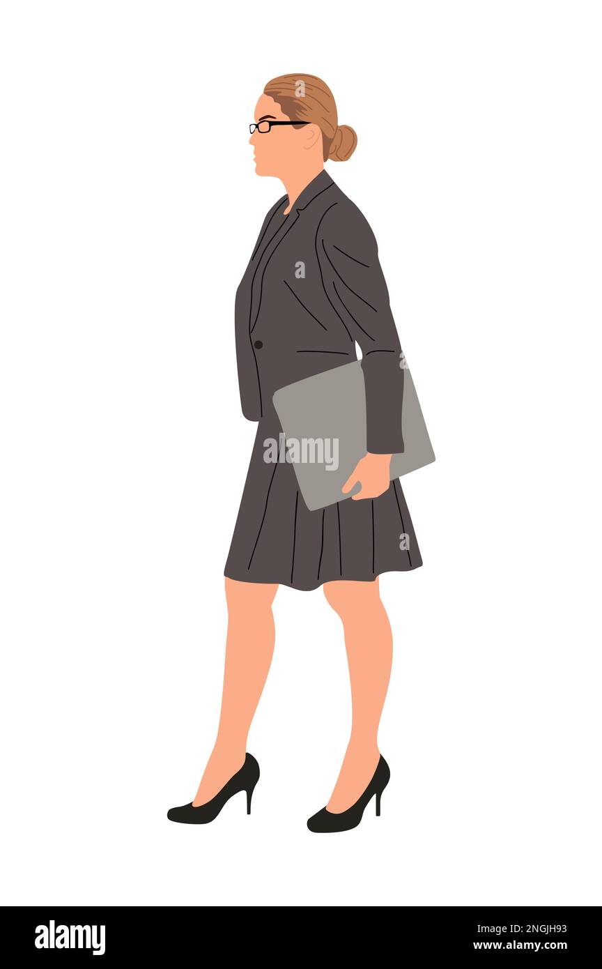 Business woman character in skirt side view vector Stock Vector Image ...