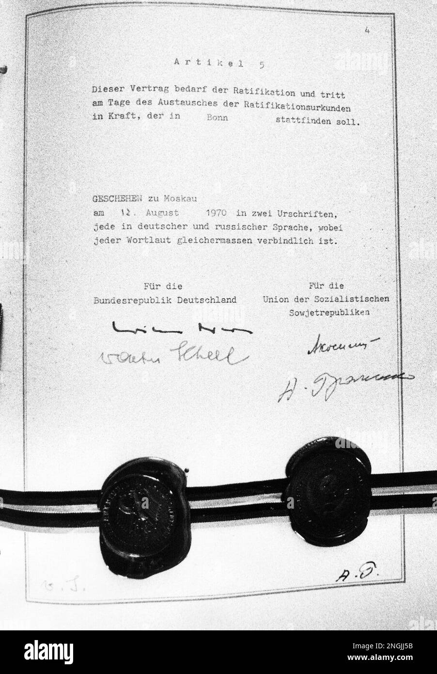 This Aug. 14 photo shows the document of the German-Russian treaty ...