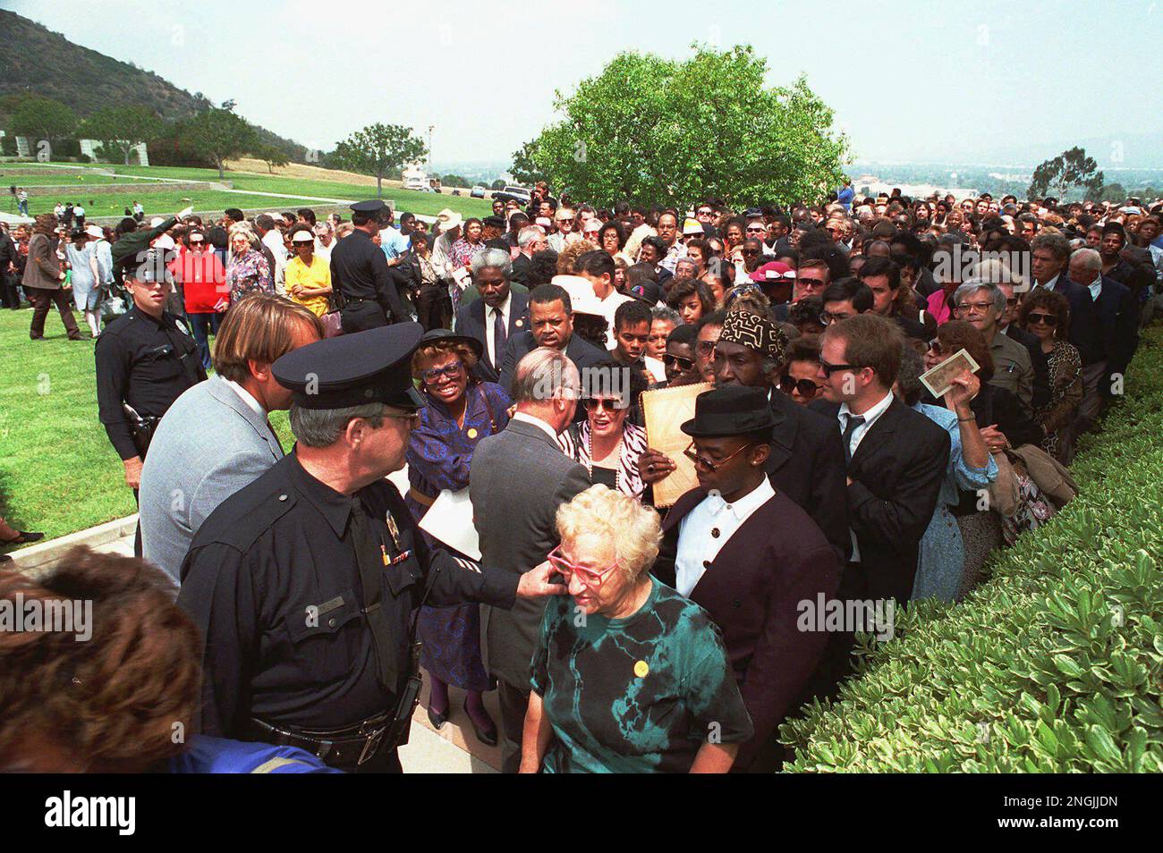 Friends and fans gather at Forest Lawn Memorial Park in the Hollywood ...