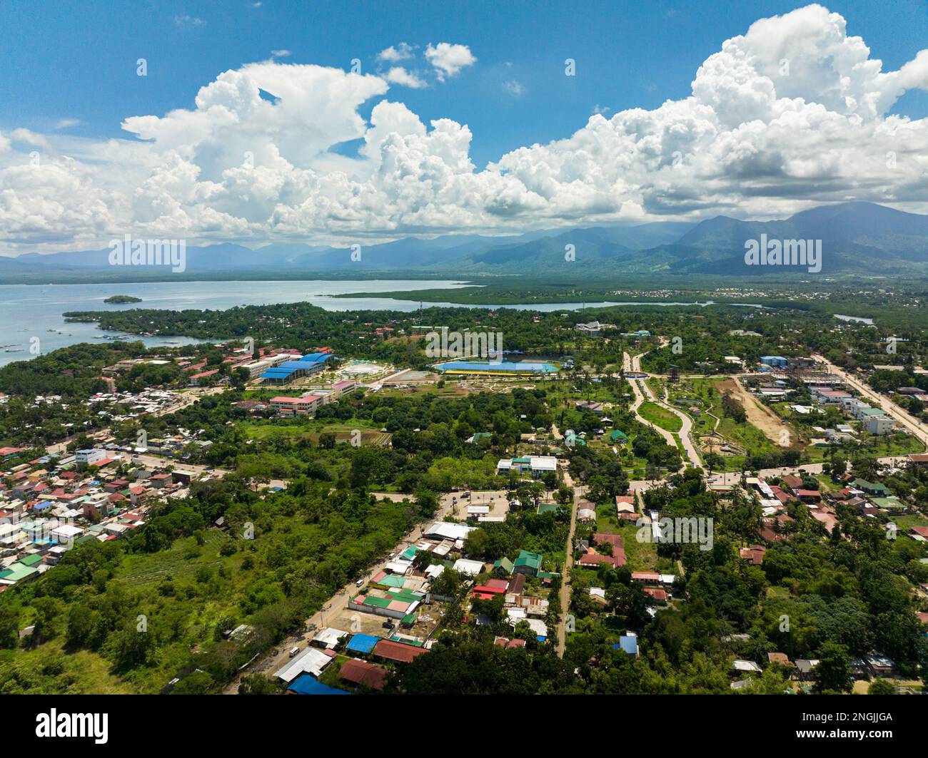 Aerial view of city of Puerto Princesa on the island of Palawan ...