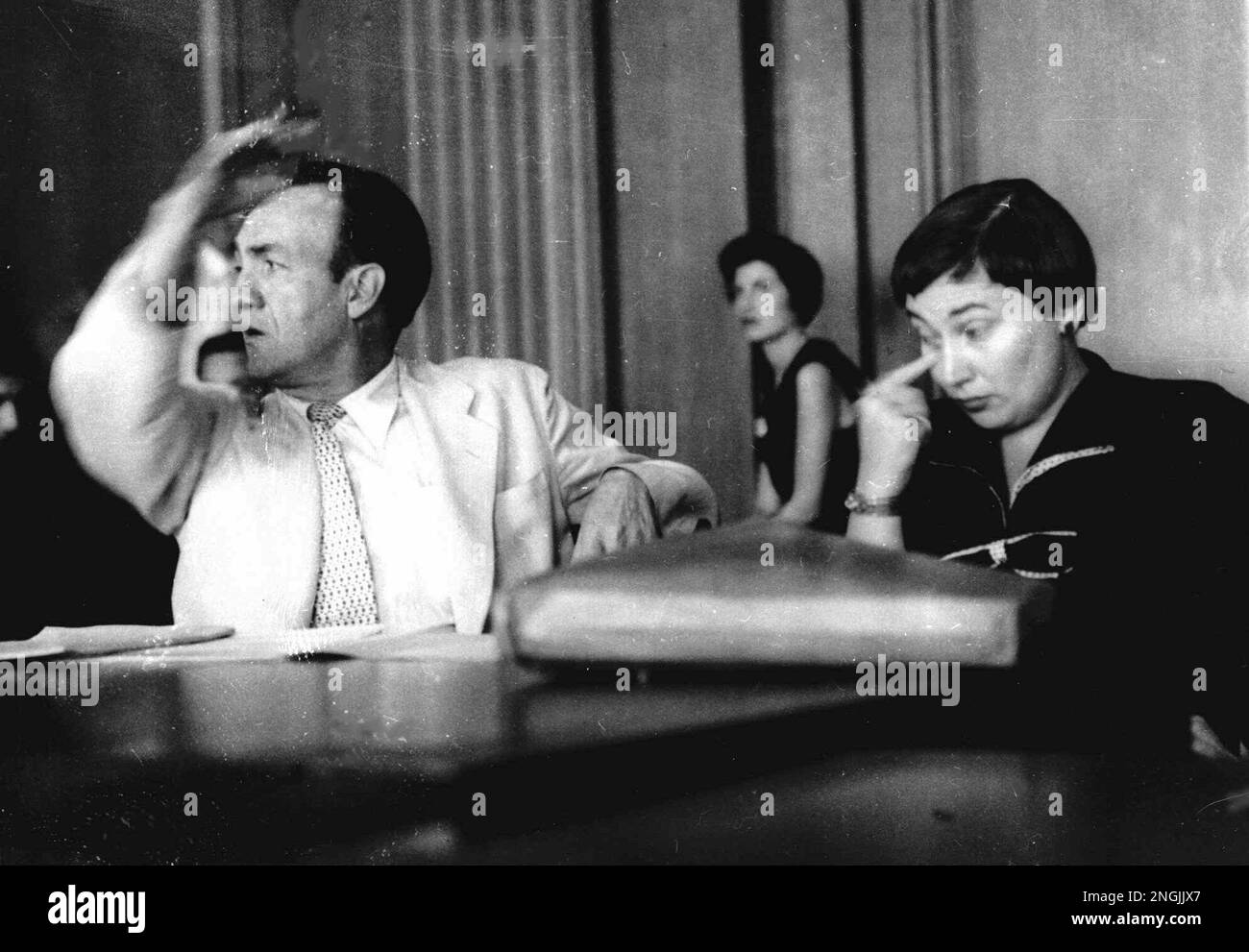 Bella Abzug, right, is shown in this Aug. 16, 1955 image with actor ...