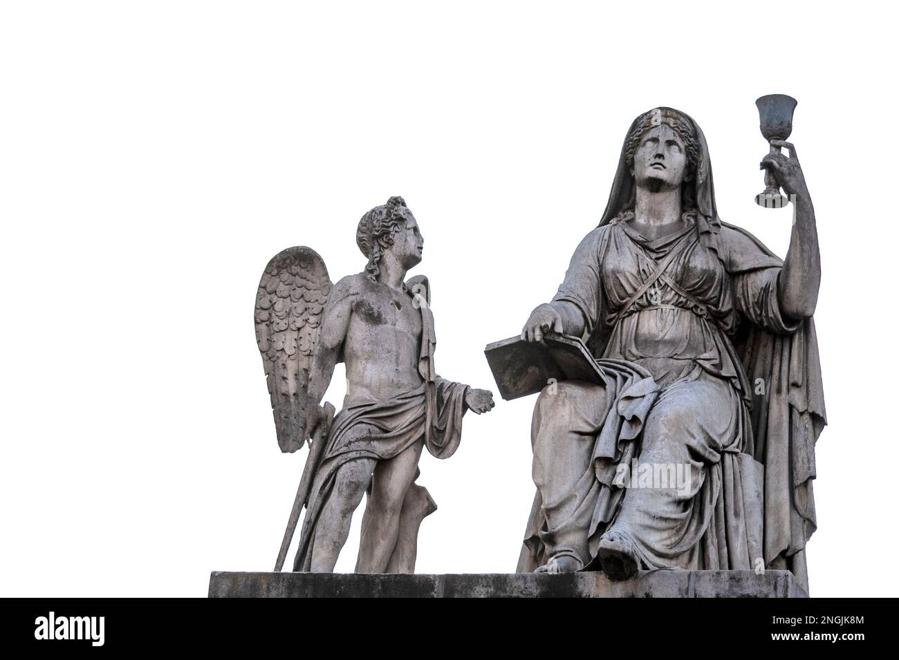 Italy. Turin. Shot from below of a marble statue of the Great Mother of ...