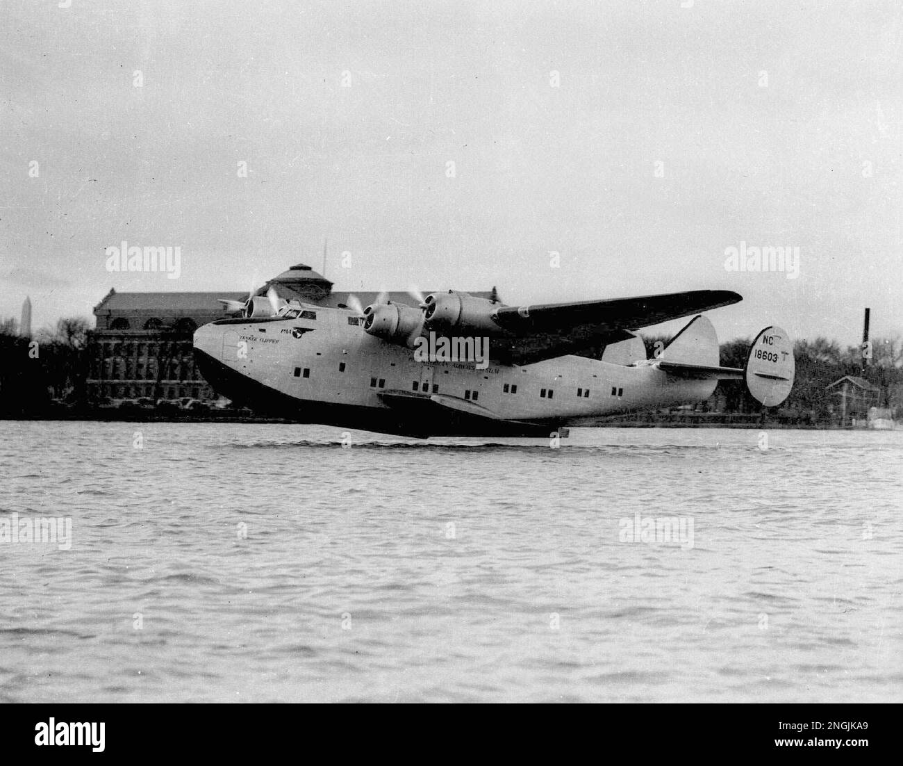 The Pan American Airway's flying boat, Yankee Clipper is shown in this ...