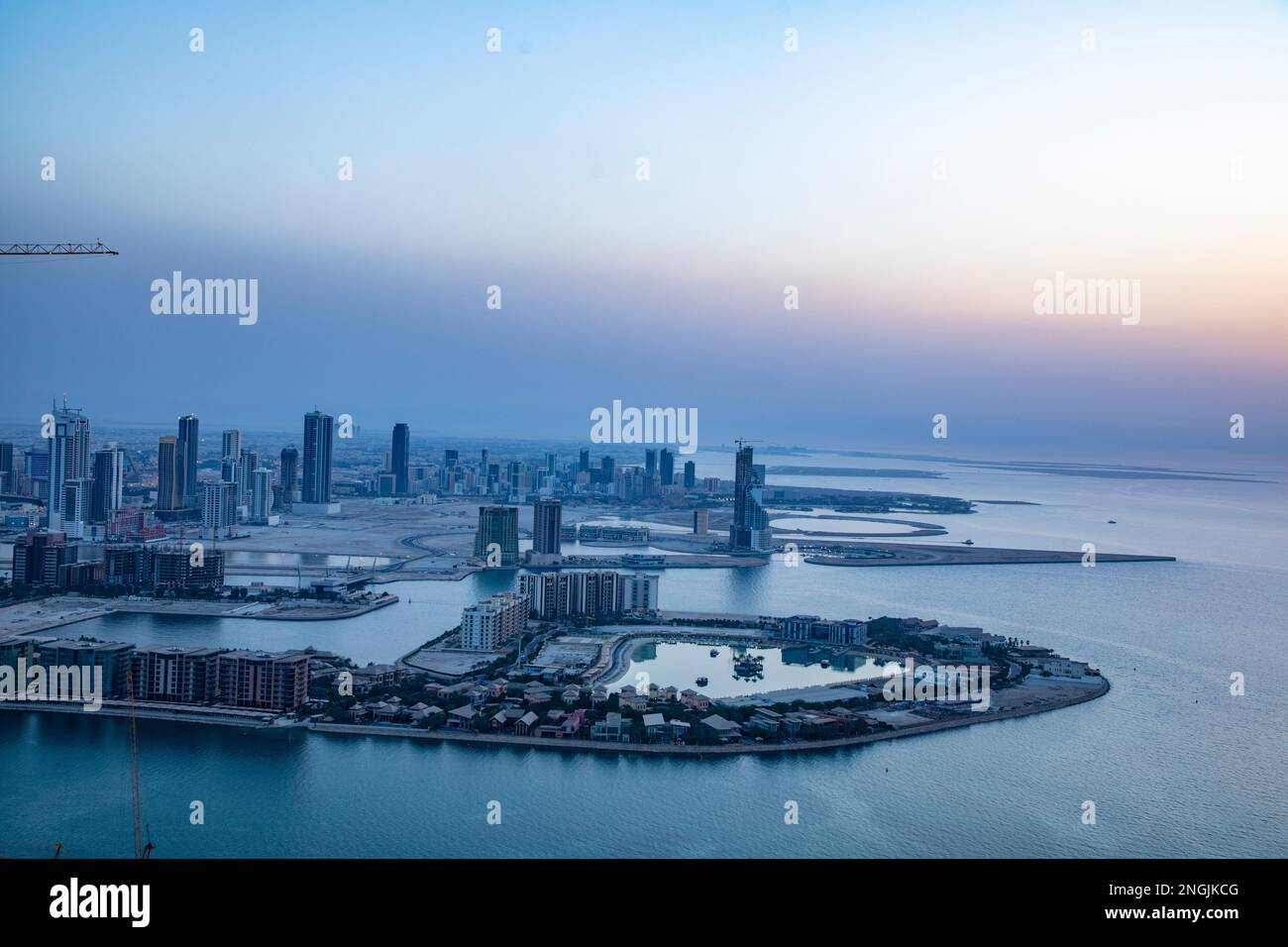 Skyline of Manama from the Persian Gulf. The Kingdom of Bahrain Stock ...