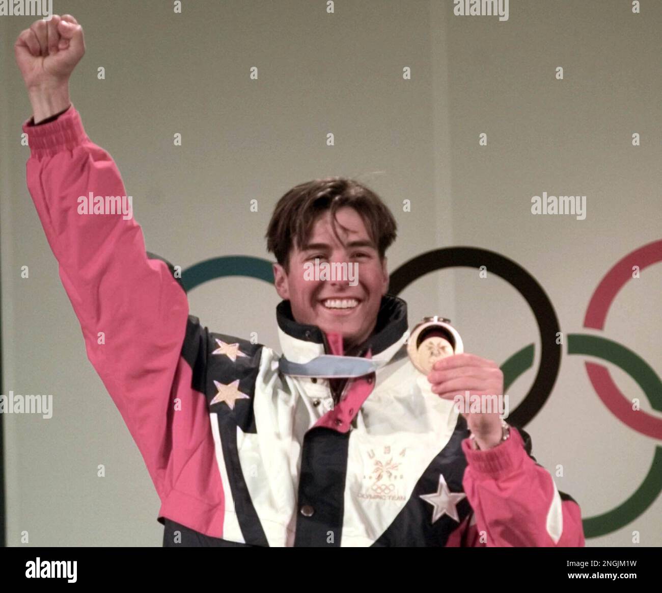 U.S. Olympic freestyle gold medalist Jonny Moseley jubilates after ...