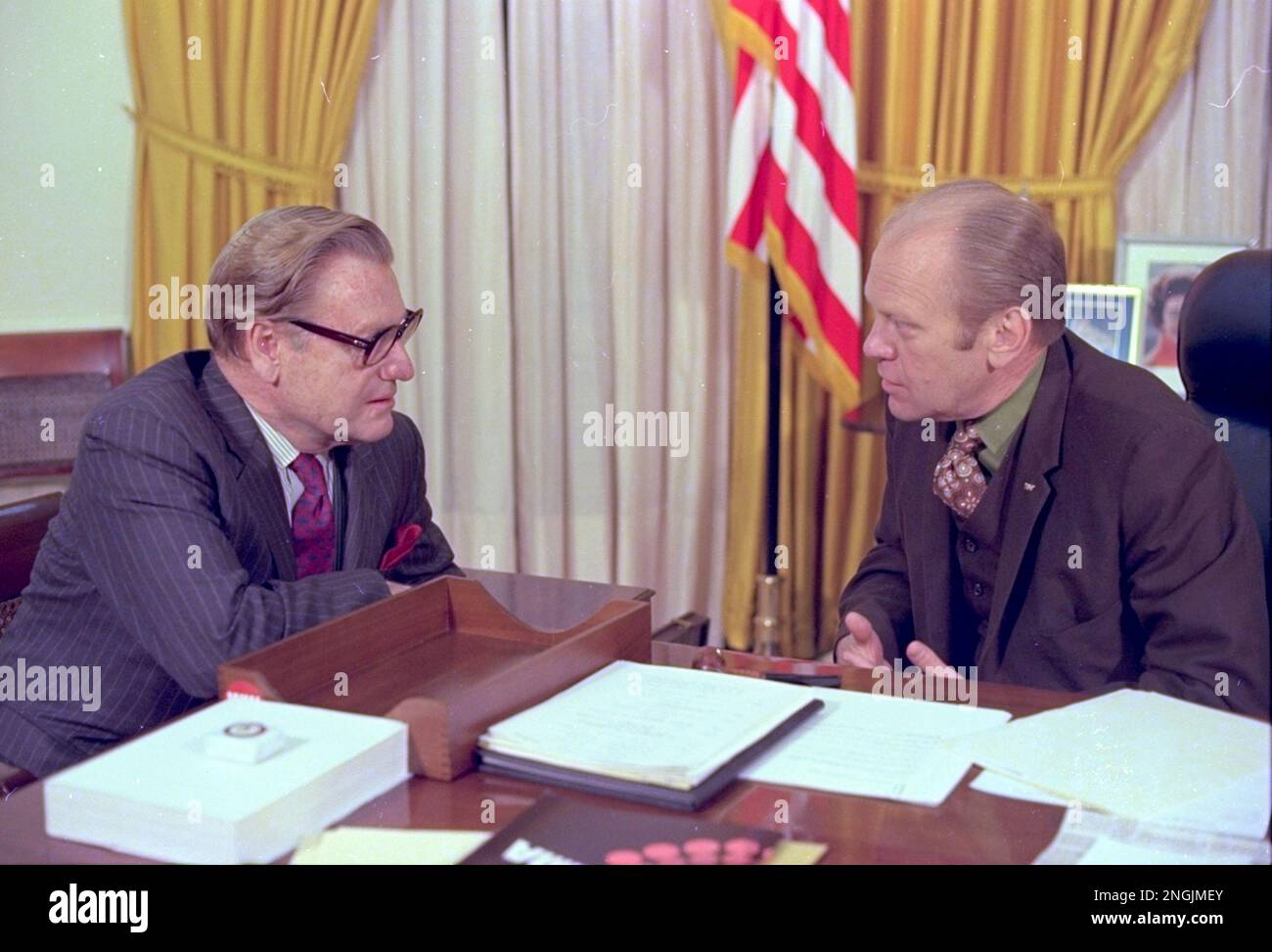 The president of the United States, Gerald Ford, right, and the vice ...