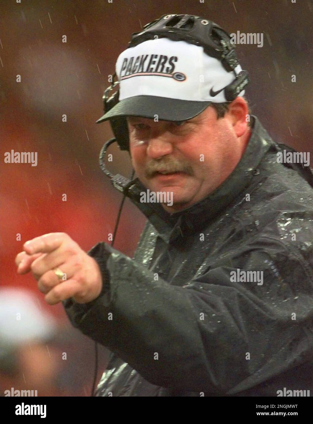 Green Bay Packers head coach Mike Holmgren yells instructions to his ...