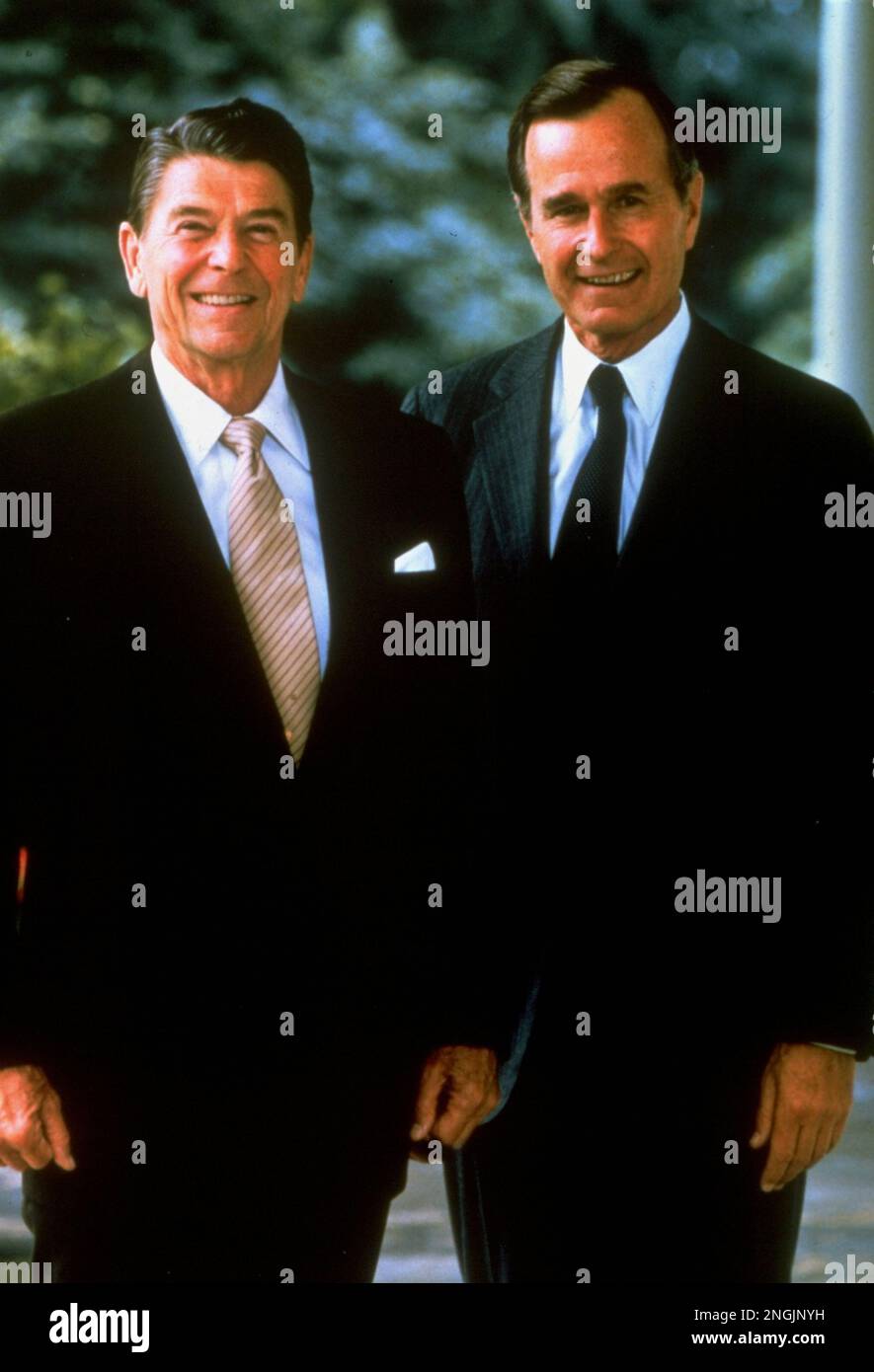 U.S. President Ronald Reagan and Vice President George Bush are ...