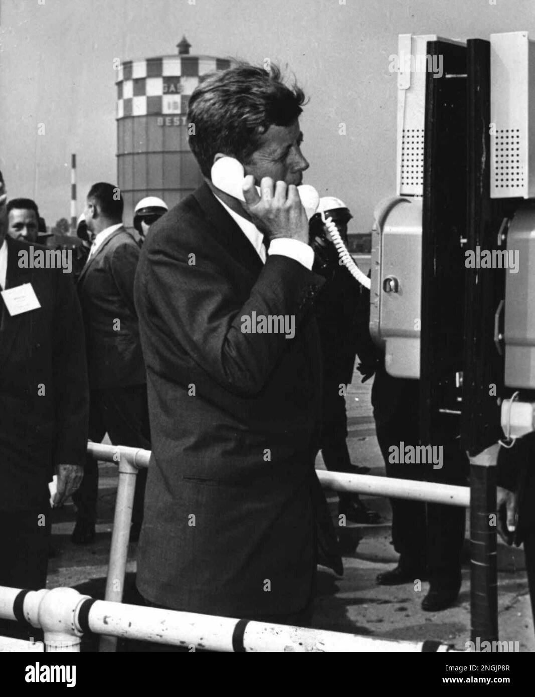 President John F. Kennedy takes a telephone call at a special ...