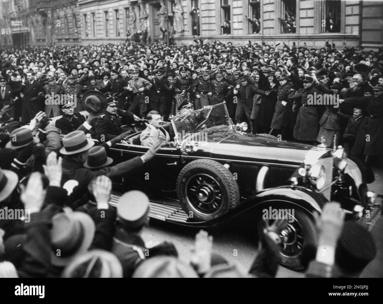 Chancellor Adolf Hitler, Nazi leader, is shown in the right front seat ...
