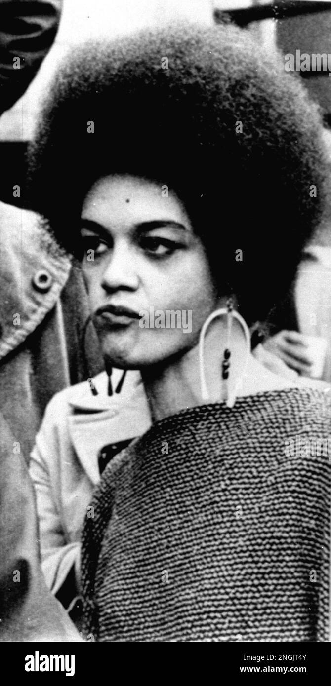 Kathleen Cleaver, wife of the Black Panther parolee, is shown at a news ...