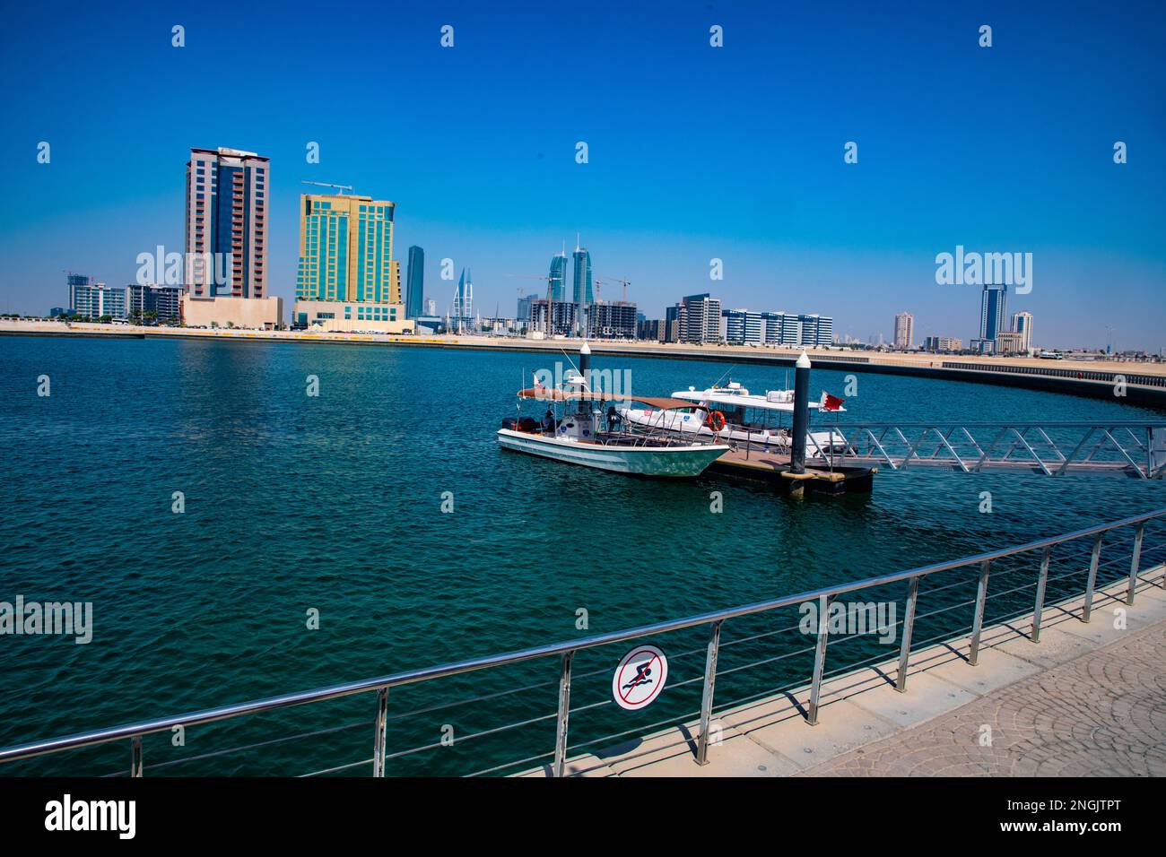 Skyline of Manama from the Persian Gulf. The Kingdom of Bahrain Stock ...