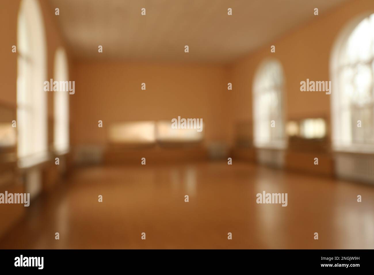 Blurred view of empty modern ballet studio Stock Photo - Alamy