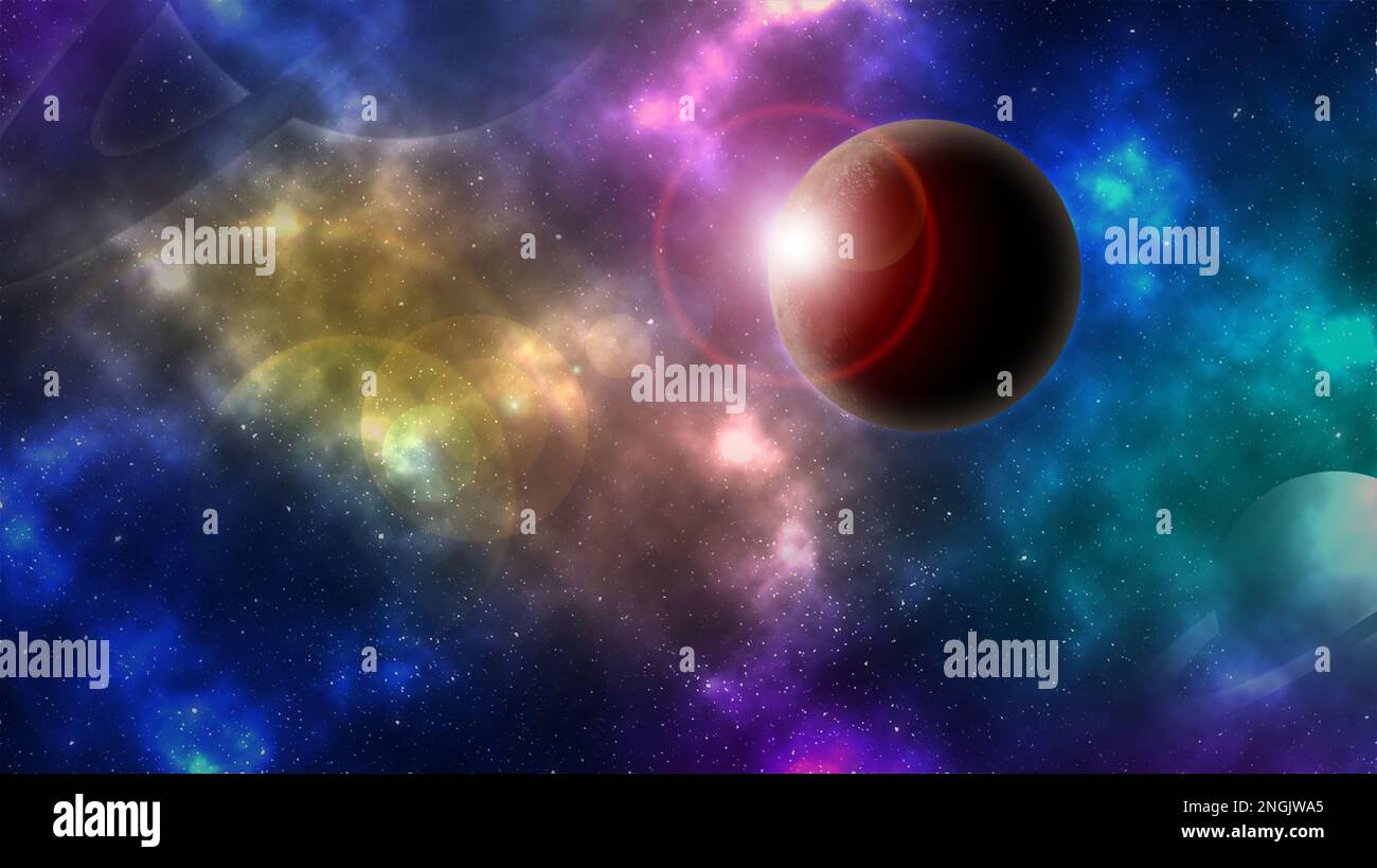 Amazing illustration of galaxy with stars and planets, banner design ...
