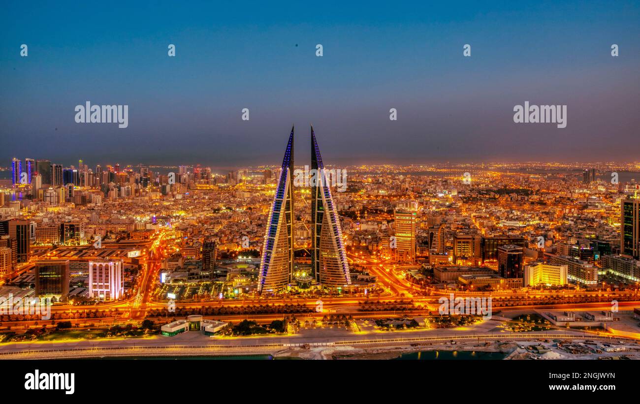 Night view of Manama, Bahrain, Middle East Stock Photo - Alamy