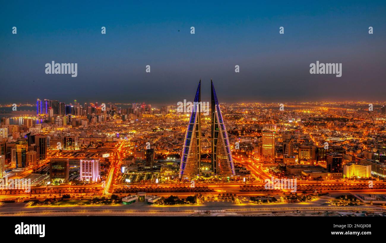 Night view of Manama, Bahrain, Middle East Stock Photo - Alamy