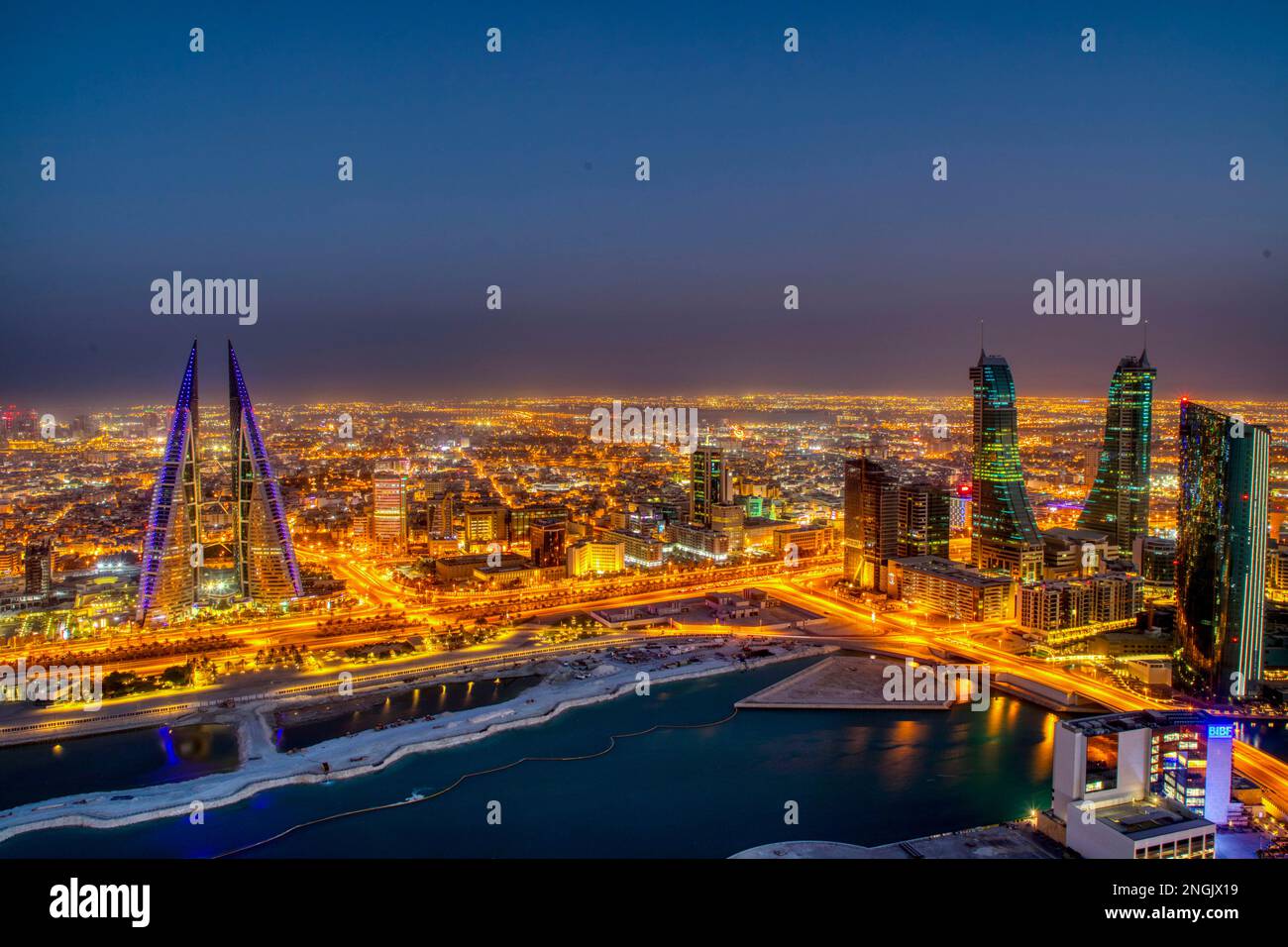 Night view of Manama, Bahrain, Middle East Stock Photo - Alamy