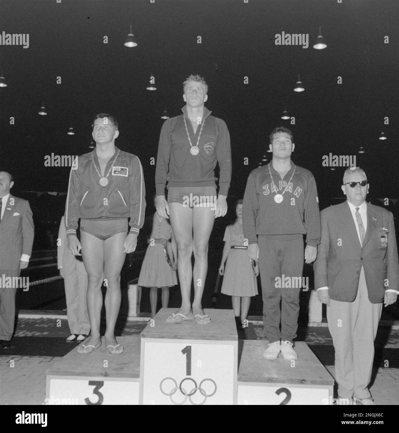 Victory picture for the first three of the 400 meter free style swim ...
