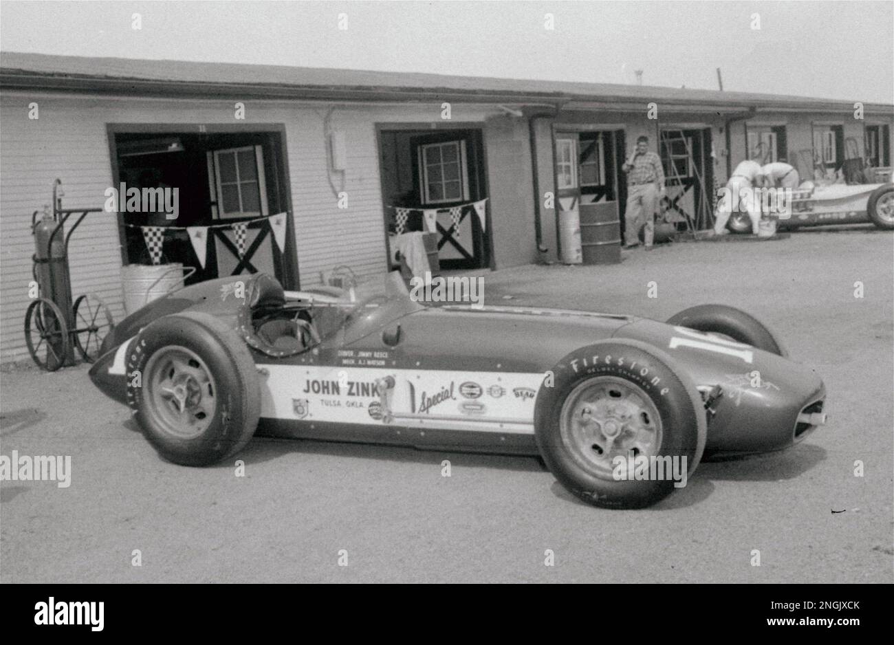 Driver Jimmy Reece's "Zink Special" waits to be prepared for the 500 ...