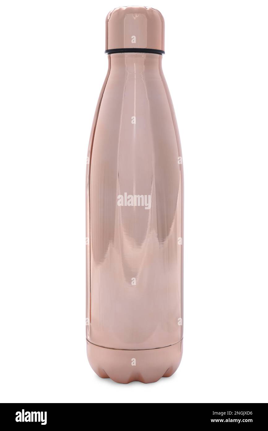 Stylish shiny thermo bottle isolated on white Stock Photo - Alamy