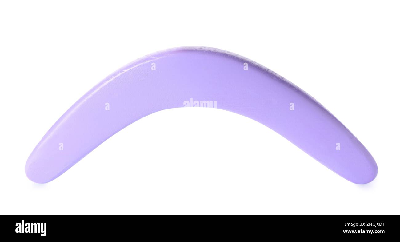 Purple boomerang isolated on white. Outdoors activity Stock Photo - Alamy