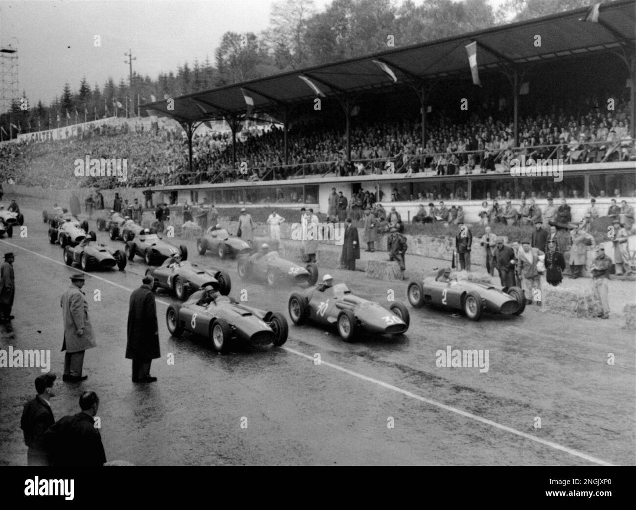 The start of the Francorchamp Grand Prix in Belgium, June 3, 1956. Left ...