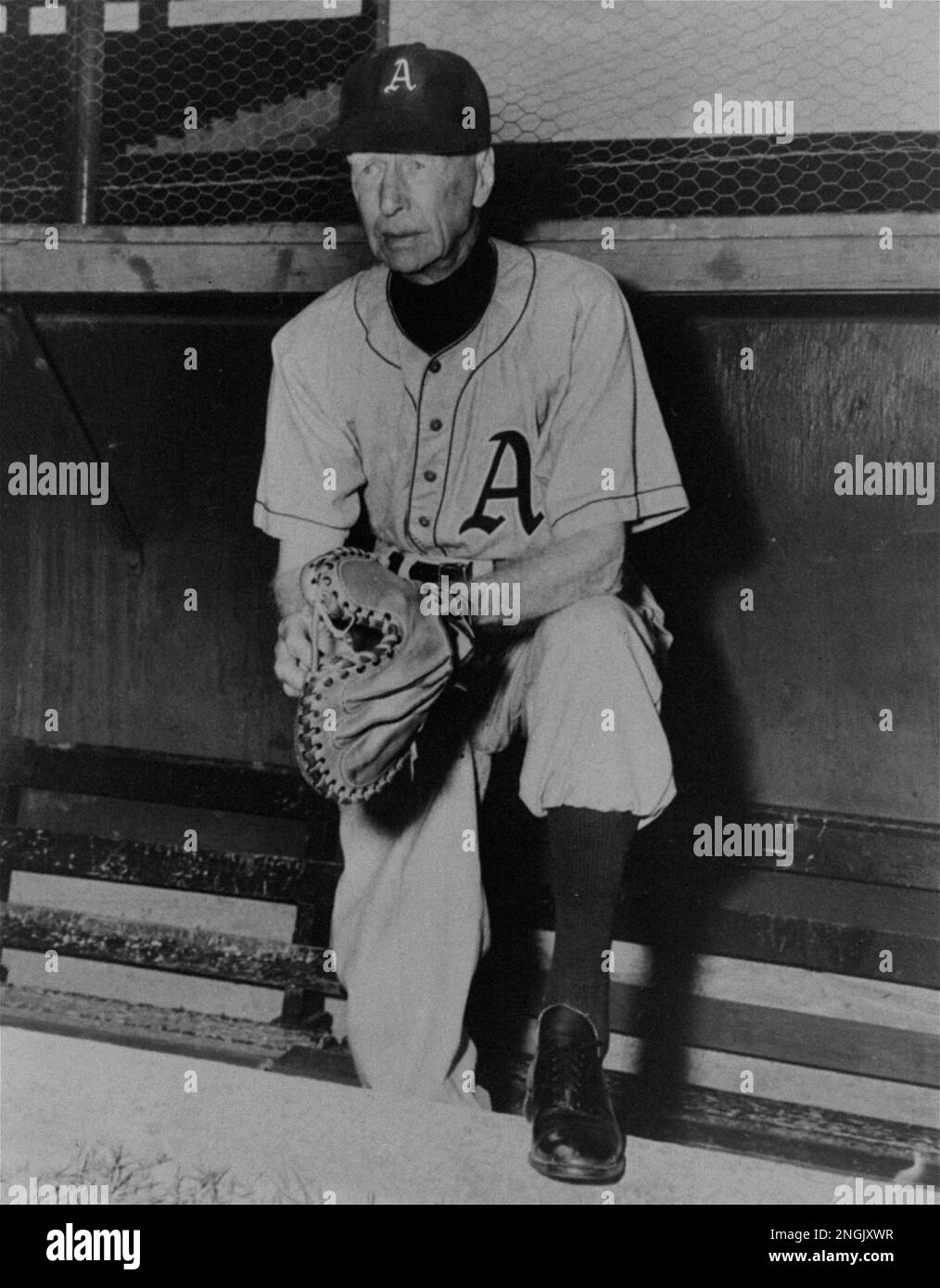 Connie Mack, 87 year old manager of the Philadelphia Athletics, poses ...