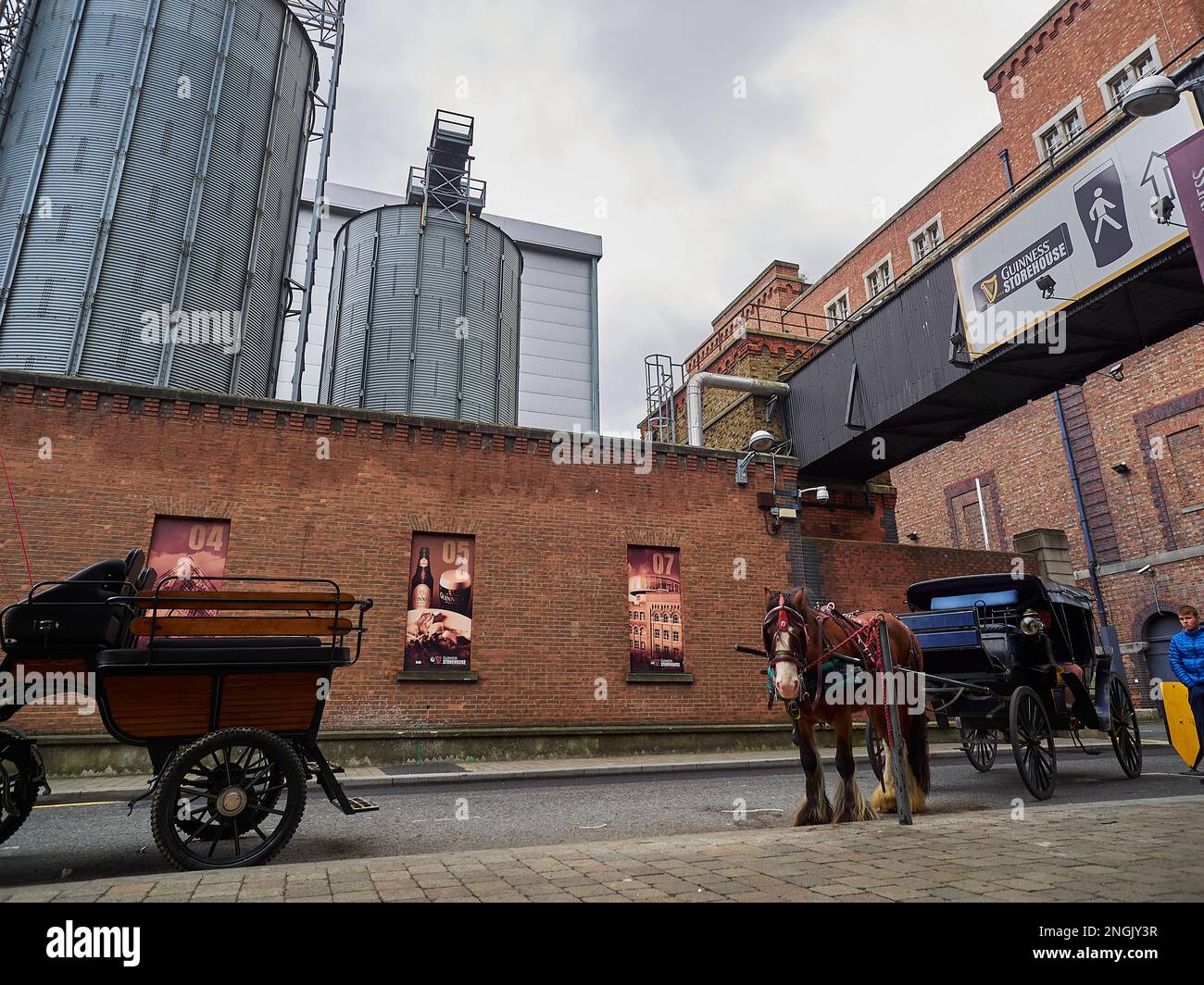 Dublin, Ireland - 09 25 2015: traditional horse and carriage wagon in ...