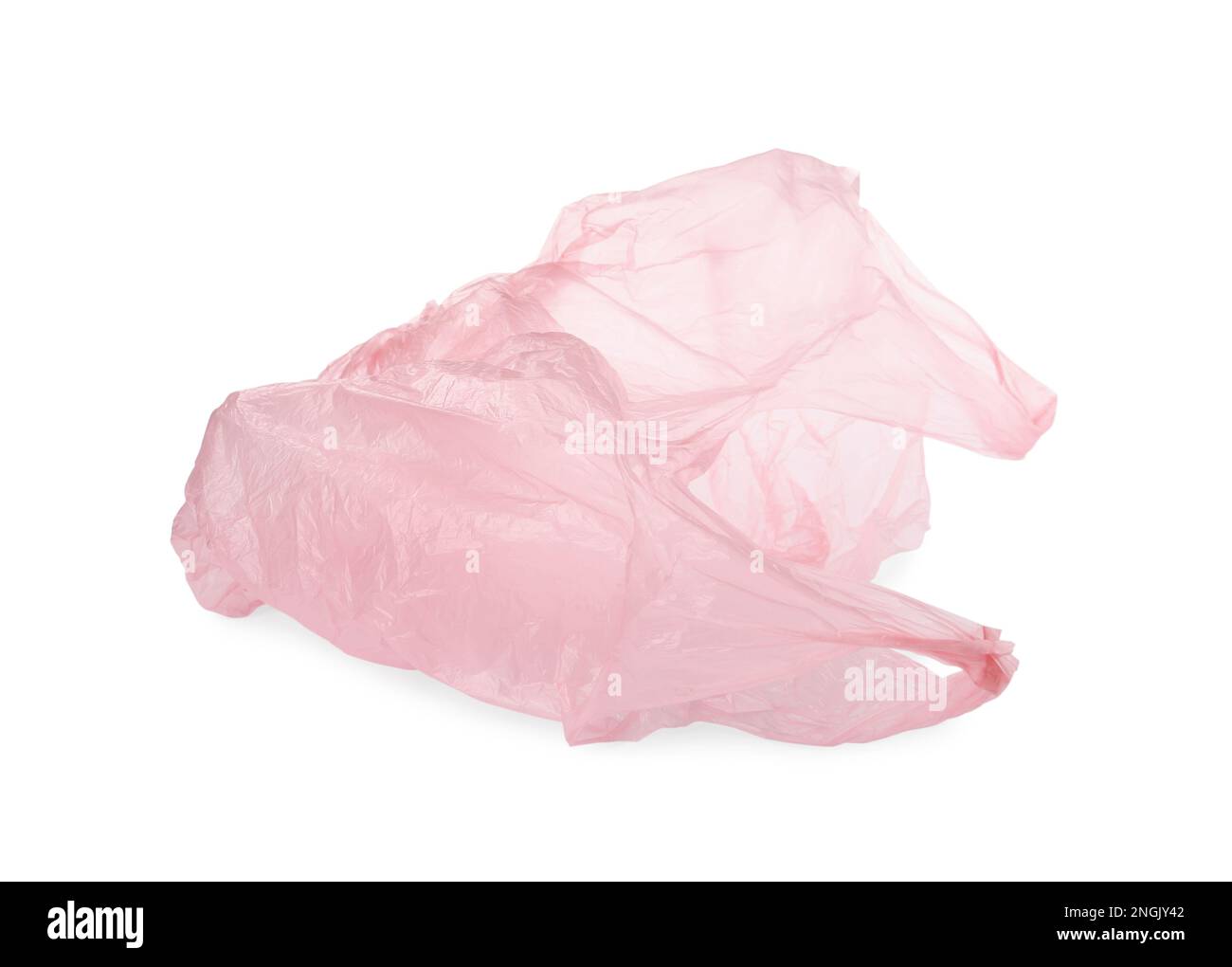 Used transparent plastic bag isolated on white Stock Photo - Alamy